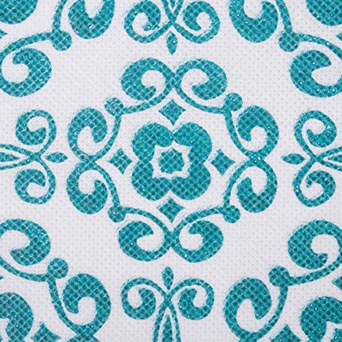 Contemporary Home Living Set of 2 Teal Blue Nonwoven Polyester Cube Storage Bin with Scroll Design 13"