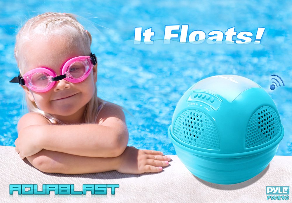 Pyle Portable Waterproof Floating Pool Speaker-Outdoor Wireless Bluetooth Compatible Rechargeable Battery Powered Shower loud Speaker System-USB Charger-iPod Android iPhone-Pyle PWR90DGN (Green)