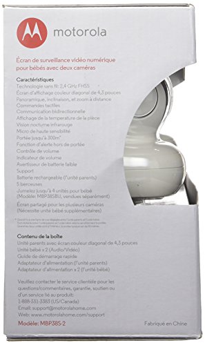 Motorola MBP38S-2 Digital Video Baby Monitor with 4.3-Inch Color LCD Screen and 2 Cameras with Remote Pan, Tilt and Zoom