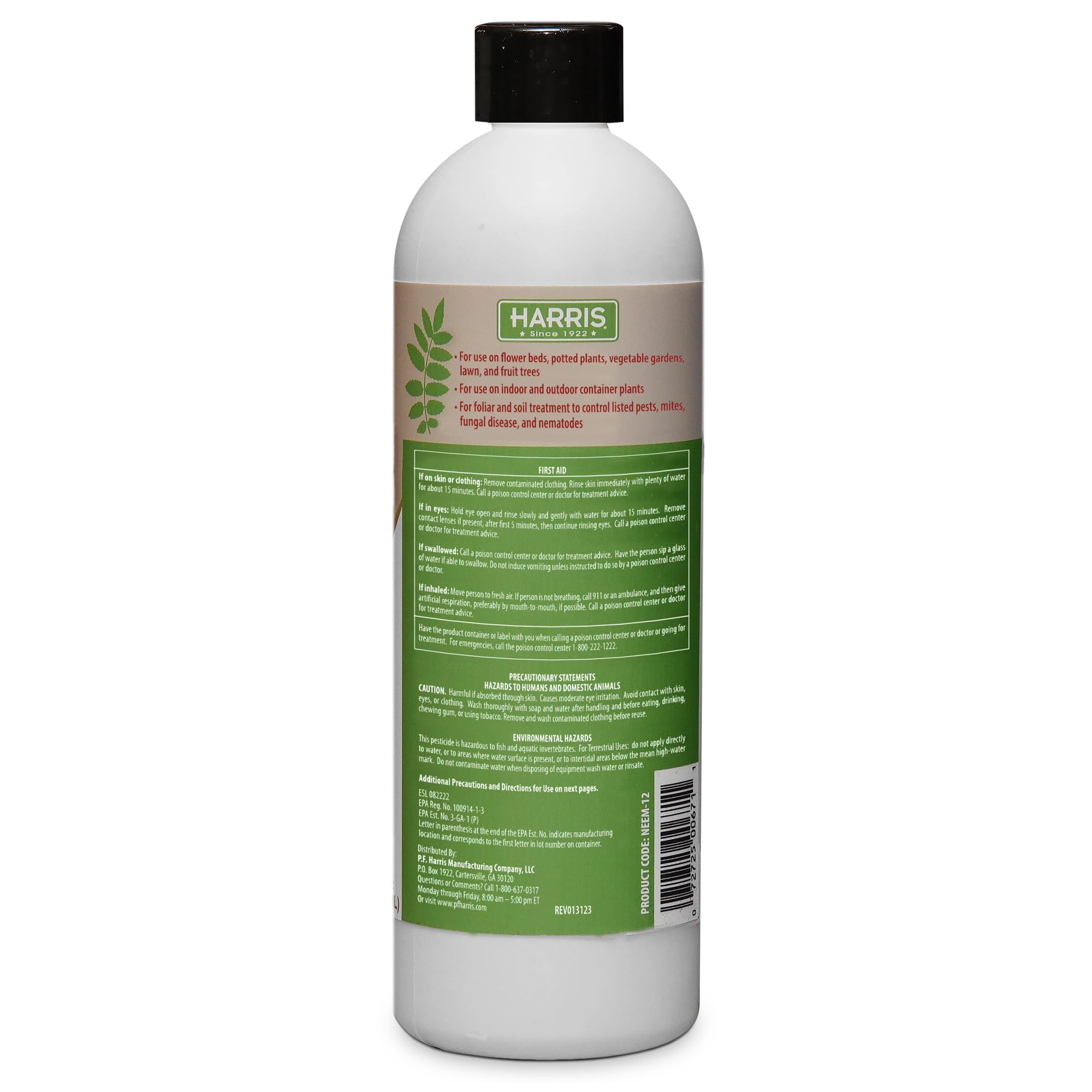 HARRIS Neem Oil, 100% Cold Pressed and Unrefined Concentrate for Plant Spray, High Azadirachtin Content, 12 Ounce for Aphids, Whiteflies, Mealy Bugs and More