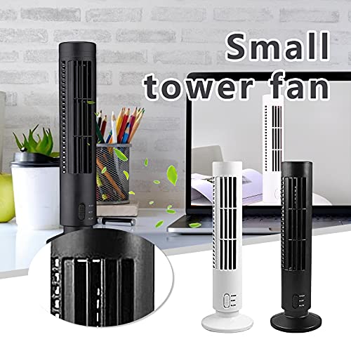 CENGNIAN Electric Tower Fan, Desk Table Fan with 2 Speeds, Quiet Cooling, 13 Inch Personal Small Bladeless Fan Cooling Fan for Bedroom Home Office Desktop, Mini Vertical Air Conditioner (black)