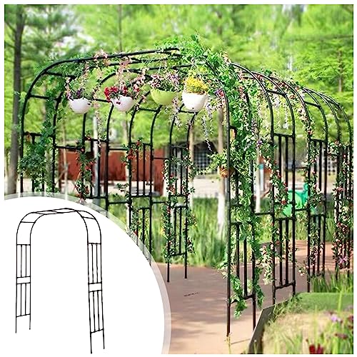 Climbing Plants Archway Metal, Black/White Garden Arch, Rose Arch Trellis Weatherproof, for Indoor, Outdoor, Lawn Vine Support Frame (Color : Black, Size : 210x240cm)
