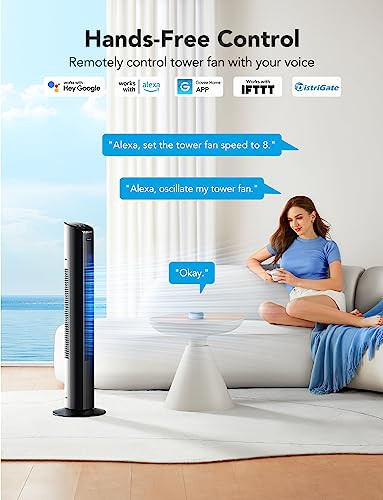 GoveeLife 36'' Smart Tower Fan for Bedroom, Oscillating Fan with Auto-Reflect, Room Fan with 8 Speeds, 4 Modes, 24H Timer with APP, Works with Alexa, Floor Fan for Home Office