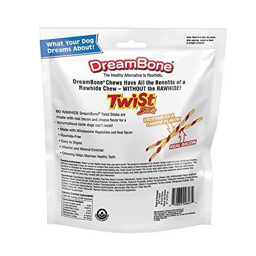 DreamBone Twist Sticks with Real Bacon and Cheese Flavor 50 Count, Rawhide-Free Chews for Dogs & SmartBones Smart Twist Sticks with Peanut Butter 50 Count