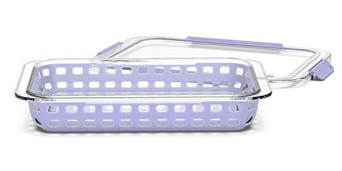 Ello Duraglass Baking Dish, 9x13-3Qt, Tropical Violet & DuraGlass Food Storage Glass Lunch Bowl - Meal Prep Container with Silicone Sleeve and Airtight Lid, 5 Cup, Yucca