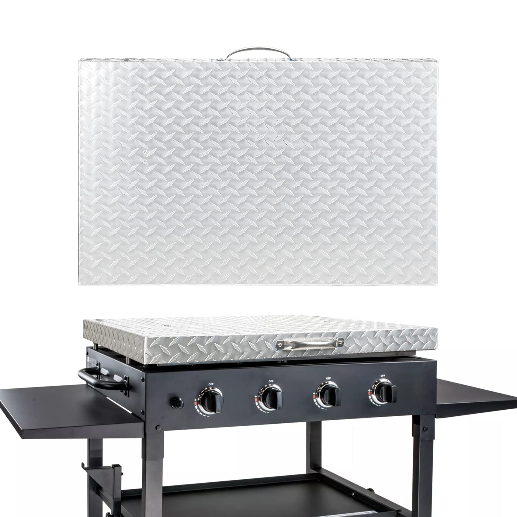 Grill Covers for 36 inch Blackstone Griddle, 36β Griddle Grill Lid Hard Cover Waterproof Aluminum with Stainless Steel Handle Diamond Plate Front or Rear Grease Griddle Accessories