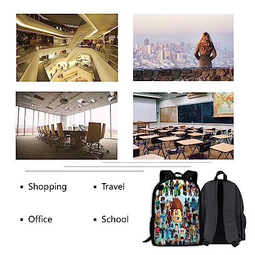 CNLAUKY Gamer Backpack 17 Inch, Anime Backpack Large Capacity Travel Backpacks Light Schoolbag for Boys Girls Camping Hiking (Blue)