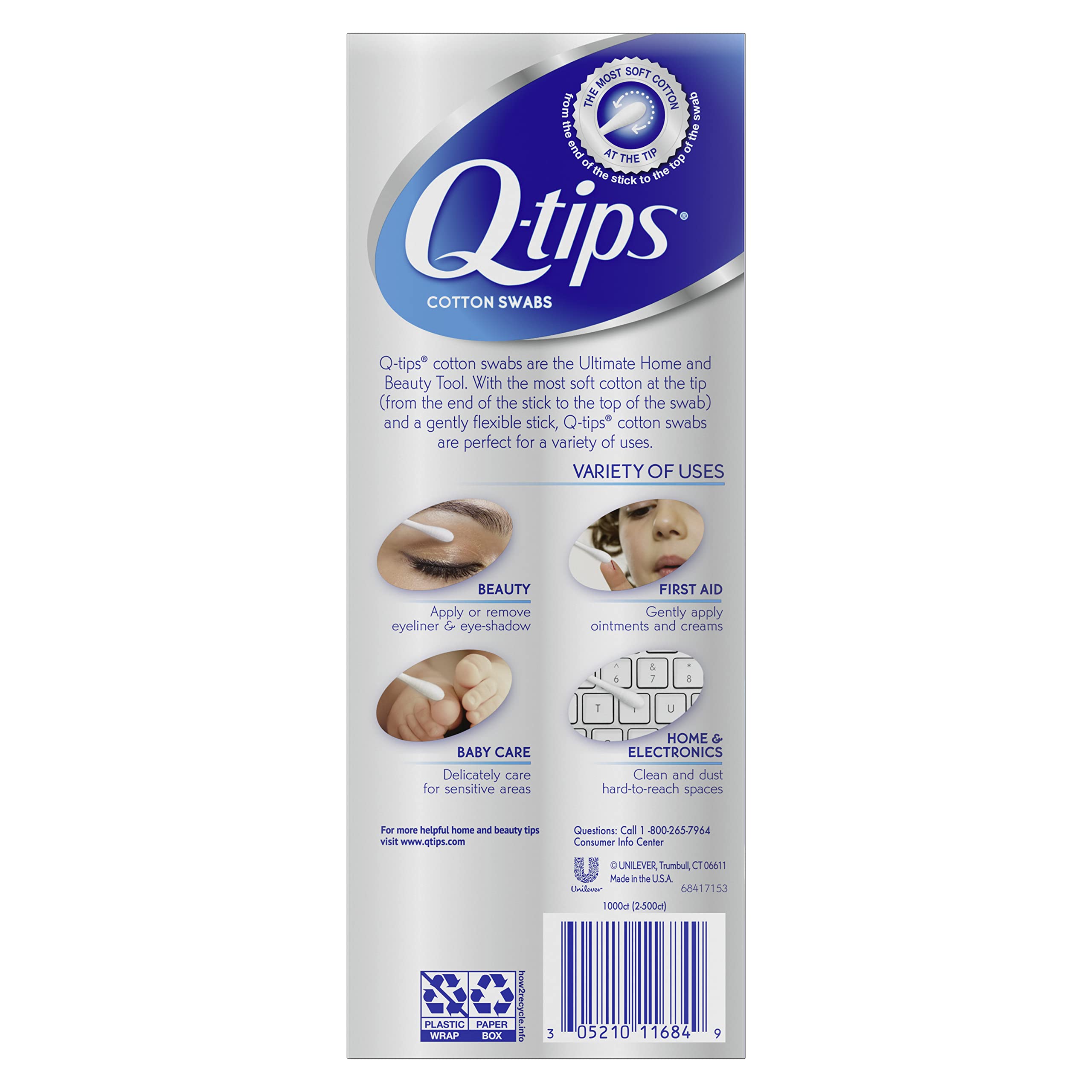 Q-Tips Cotton Swabs, 300 Count (Pack of 4) by Q-Tips