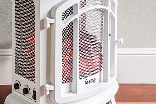 e-Flame USA Tahoe LED Portable Freestanding Electric Fireplace Stove Heater - Realistic 3-D Log and Fire Effect (Winter White)