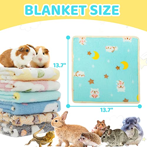 CUSOZWO Guinea Pig Bedding Mat - 6 Pack Fleece Soft Warm Small Animal Blankets for Rat Rabbit Hamster Chinchilla Hedgehog Lizard - Washable Small Pet Cage Liners Sleep Mat Bedding Accessories