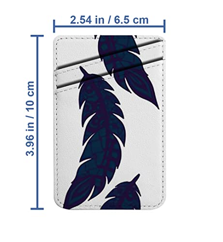 Diascia Pack of 2 - Cellphone Stick on Leather Cardholder ( Gentle Feathers Feminine Pattern Pattern ) ID Credit Card Pouch Wallet Pocket Sleeve