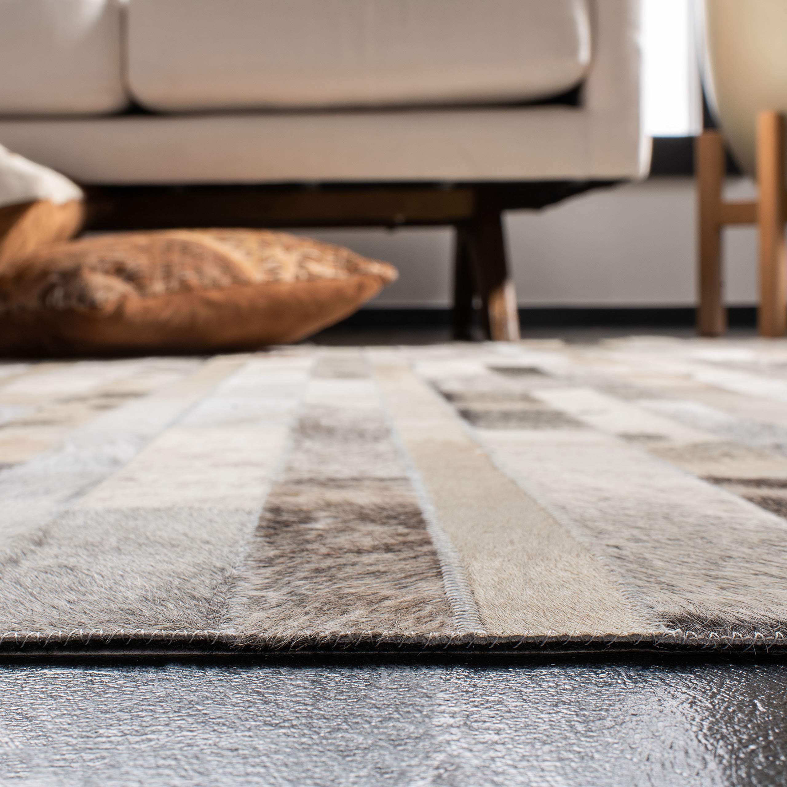 SAFAVIEH Studio Leather Collection 9' x 12' Grey/Ivory STL218A Handmade Mid-Century Modern Living Room Dining Bedroom Area Rug