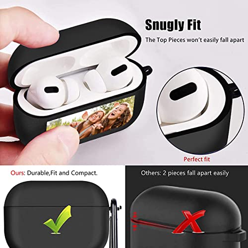 Custom Airpod Case for Apple AirPods Pro with Keychain,Personalized Your Photo/Text/Name Airpods Case for Men and Women,Black