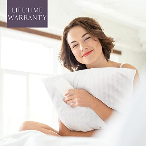 FAUNNA Hidden Zippered Pillow Protectors Cover Queen Size Set of 2 - Soft Quiet Sateen 100% Long-Staple Cotton Cases -Comfortable and Cozy White Bed Pillow Cover