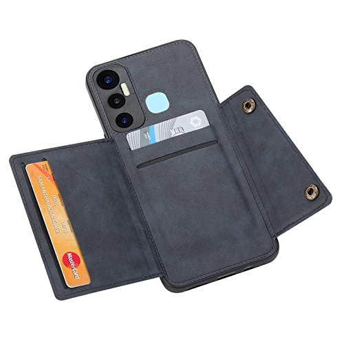 Elubugod Case for Infinix Hot 11 Case Cover,with Card Slot Case for Infinix Hot 11 X662 X662B X689F Case Cover Blue