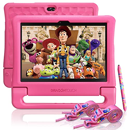 Dragon Touch KidzPad Y88X 10 Kids Tablets, 32GB, 10 inch Android Tablet, Tablet for Children, Parent Control, Preinstalled Kidoz with Shockproof Case, Straps and Stylus, 5G WiFi