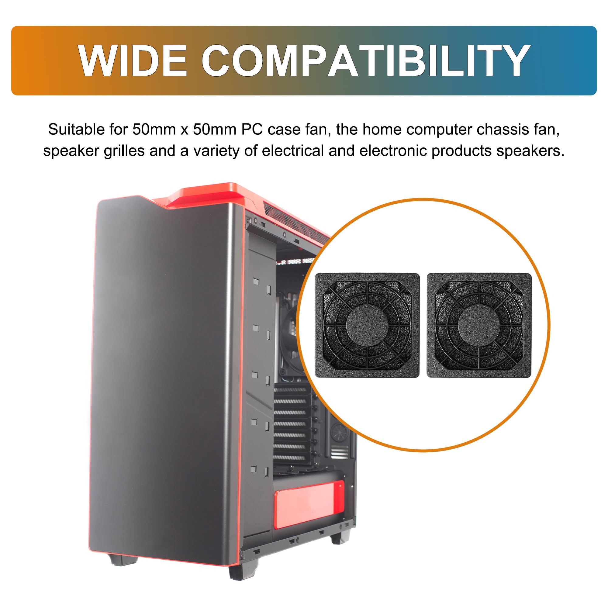 uxcell Computer PC Fan Dust Filter 50mm Case Fan Dust Filter Guard Grill Protector Cover (Pack of 2)