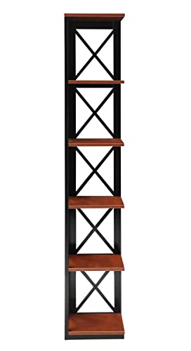 Convenience Concepts Oxford 5 Tier Corner Bookcase, Cherry / Black