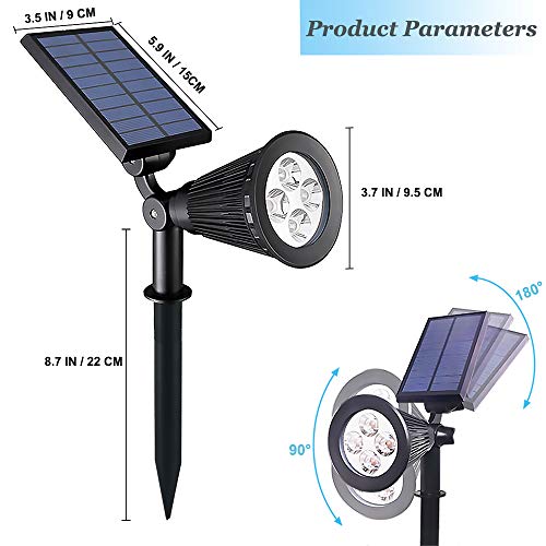Clordeal Solar Spotlights Outdoor Waterproof Adjustable Solar Garden Landscape Spot Light, 4 LEDs 2-in-1 Auto On/Off Solar Inground Lights for Patio Yard Garden Driveway Pathway (2 Pack, Blue)
