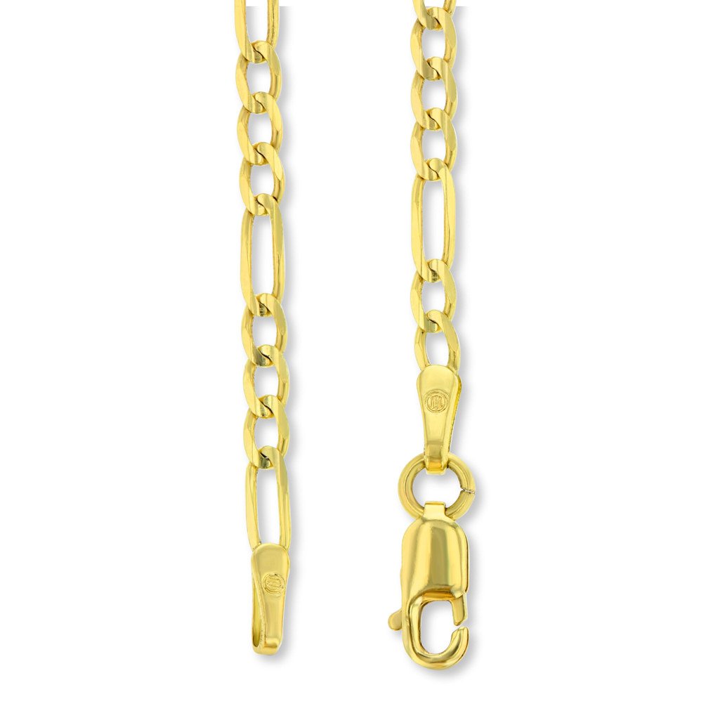 Jewelry America Solid 14k Yellow Gold 2mm Figaro Link Chain Necklace, 20"
