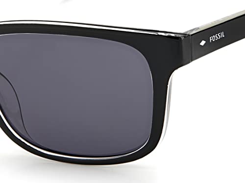 Fossil Men's Male Sunglass Style FOS 3119/G/S Rectangular, Black/Gray, 55mm, 18mm