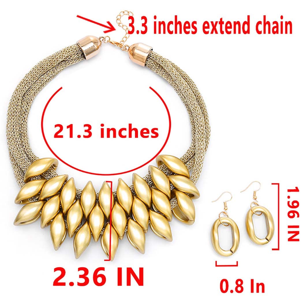 Barode African Bib Choker Necklaces Gold Statement Necklace Collar Chunky Choker National Tribal Necklace Jewelry for Women(Gold)
