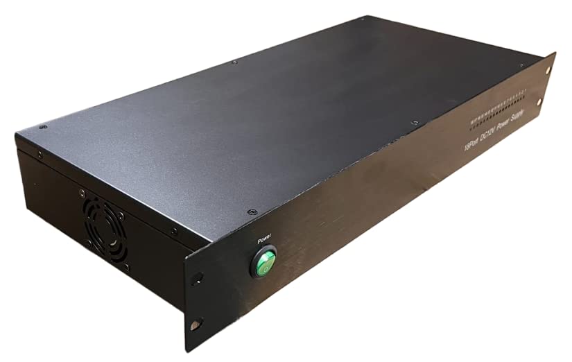 HDView CCTV Distributed Power Supply Box for Security Camera, PTC Resetable Fuse [no Fuse Burn], Rack Mount (18 Ports 20Amp, 12V DC Power)