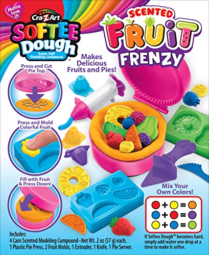 Cra-Z-Art Softee Dough Scented Fruit Frenzy Playset, Modeling Dough Play Toy for Kids Ages 3 and up