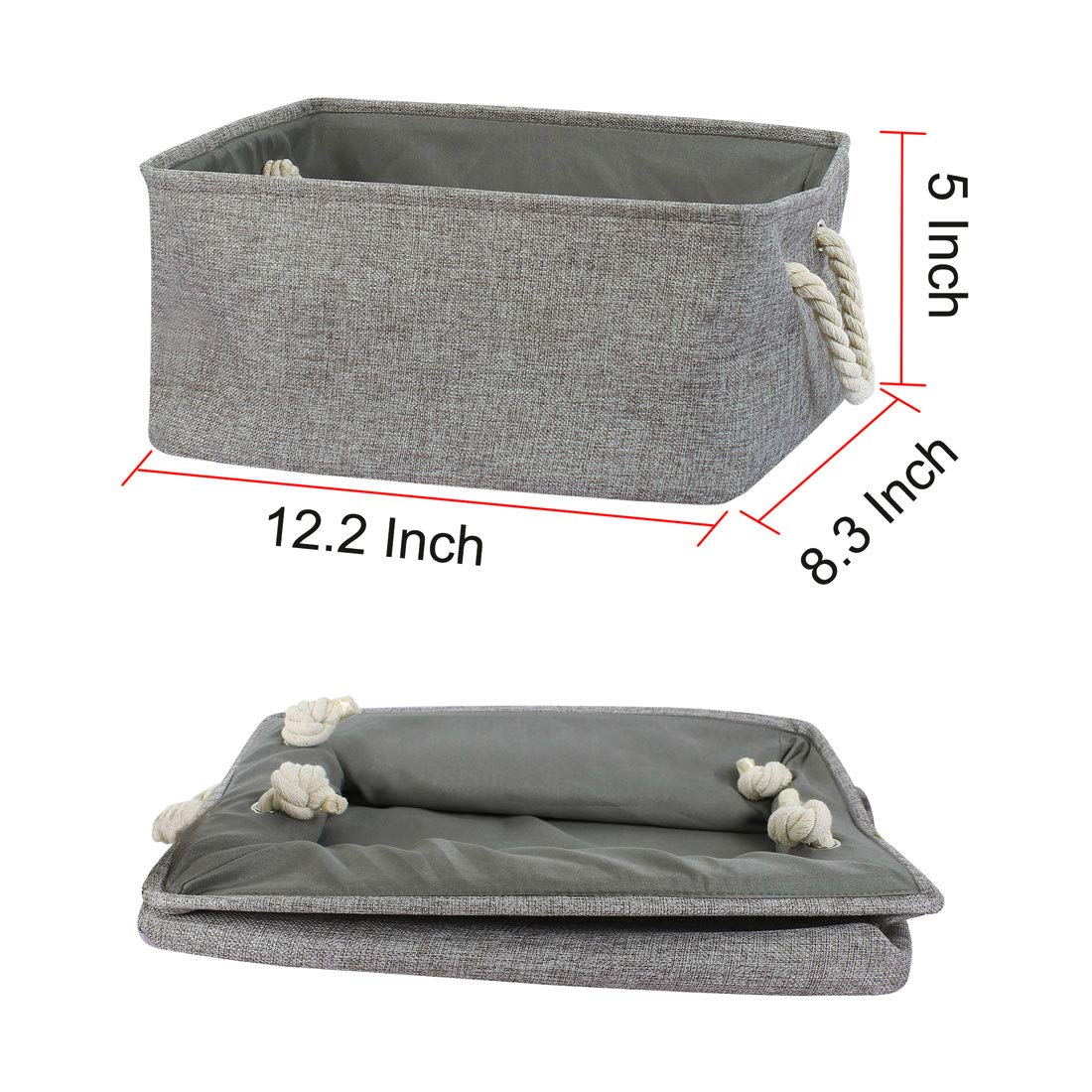 uxcell Fabric Storage Basket with Dual Handles, Collapsible Storage Bins for Toys Laundry Clothes Storage, Home Organizer for Bedroom Office Closet Gray Small
