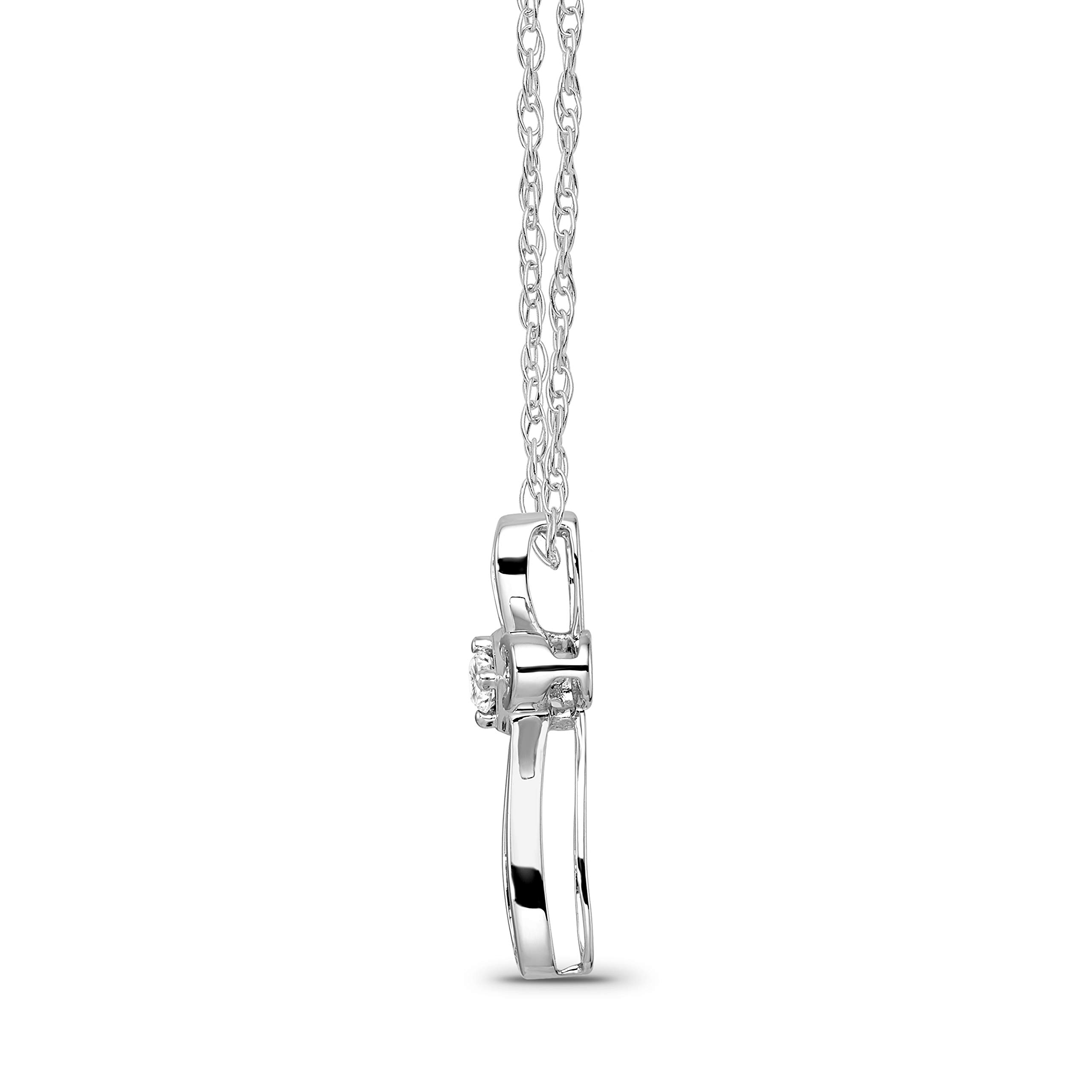 ARAIYA FINE JEWELRY 10K White Gold Round-shape Diamond Cross Pendant with Silver Chain Necklace (1/4 cttw, I-J Color, I2-I3 Clarity) 18"