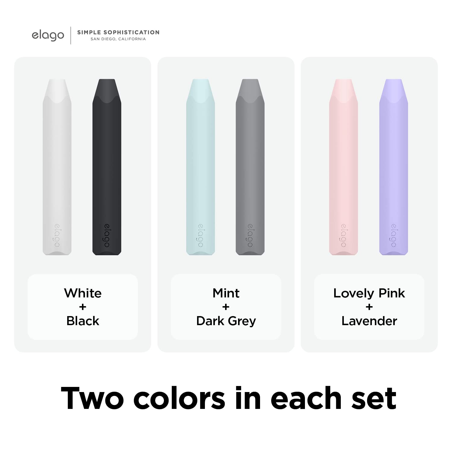 elago Pencil Grip 2 Pack Holder Sleeve Compatible with Apple Pencil (1st & 2nd Generation) and Apple Pencil (USB-C) [Lovely Pink & Lavender]