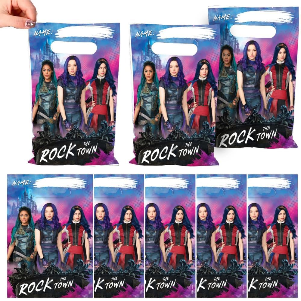 Disney Fun & Adorable Descendants 3 Multicolor Folded Loot Bag - 9" x 6.5" (Pack of 8) - Great Party Bags For Kids Themed Parties & Events