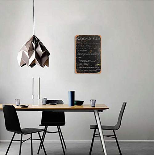 Horseshoe Rules Tin Retro Look 8X12 Inch Decoration Crafts Sign for Home Kitchen Bathroom Farm Garden Funny Wall Decor;