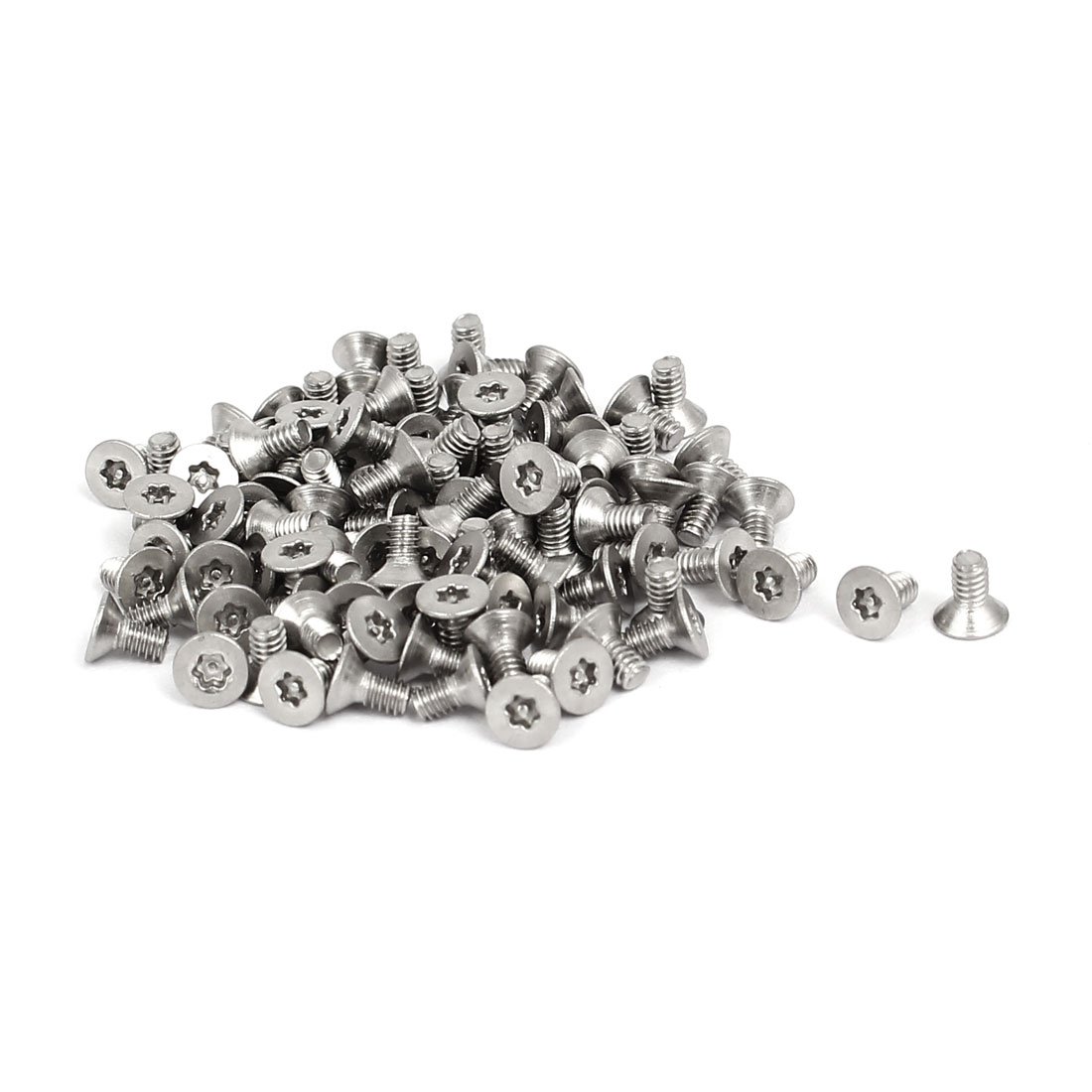 uxcell M2x4mm 304 Stainless Steel Flat Head Torx Anti Theft Machine Screws 100pcs