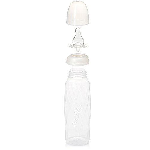 Evenflo Feeding Premium Proflo Vented Plus Polypropylene Baby, Newborn and Infant Bottles - Helps Reduce Colic - Clear, 8 Ounce (Pack of 6)