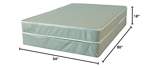 Mattress Comfort, 8-Inch Firm Double Sided Tight top Waterproof Vinyl Innerspring Mattress & 8" Wood Box Spring Set, Full XL