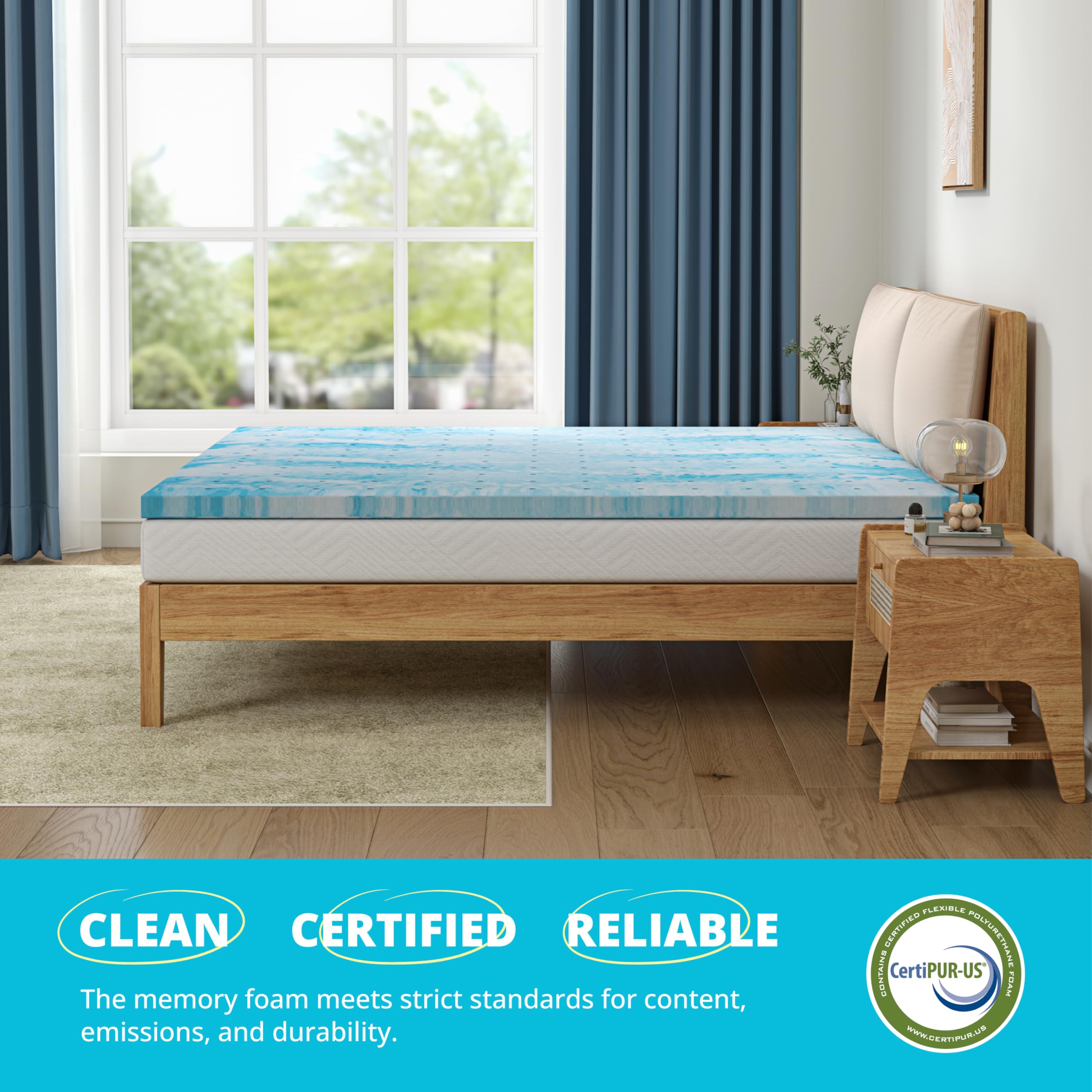 CH CHARME HOUSE 2 Inch Memory Foam Mattress Topper Twin Size, Gel Infused Memory Foam Bed Topper for Back Pain Relief, Cooling Mattress Pad, CertiPUR-US Certified, 75Γ38"