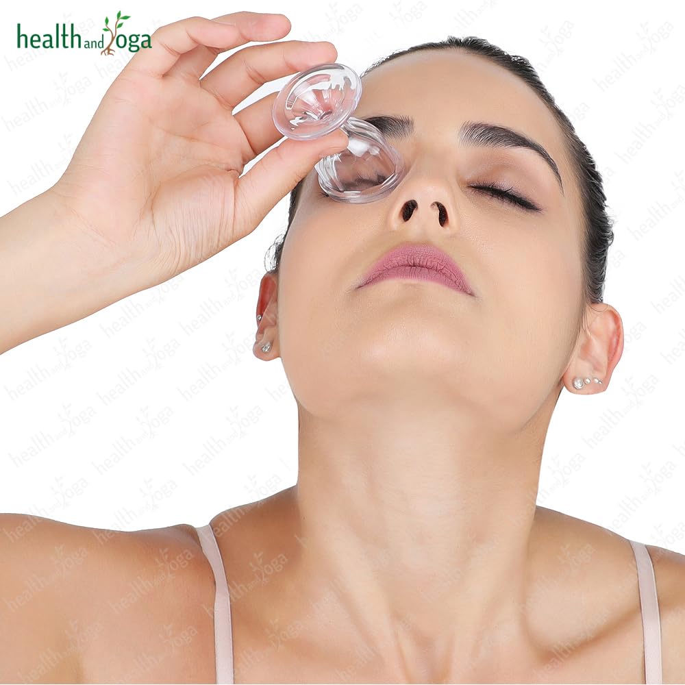 HealthAndYoga™ ChillEyes Transparent Eye Wash Cups for Effective Eye Cleansing - with Storage Container - Eye Shaped Rim, Snug Fit (2 Pcs.)