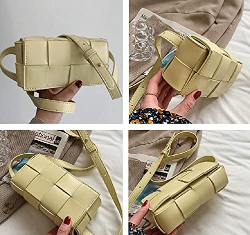 Leiona Women's Woven Shoulder Bag Fashion Messenger Bag Small Square Bag Solid Color Shoulder Bag
