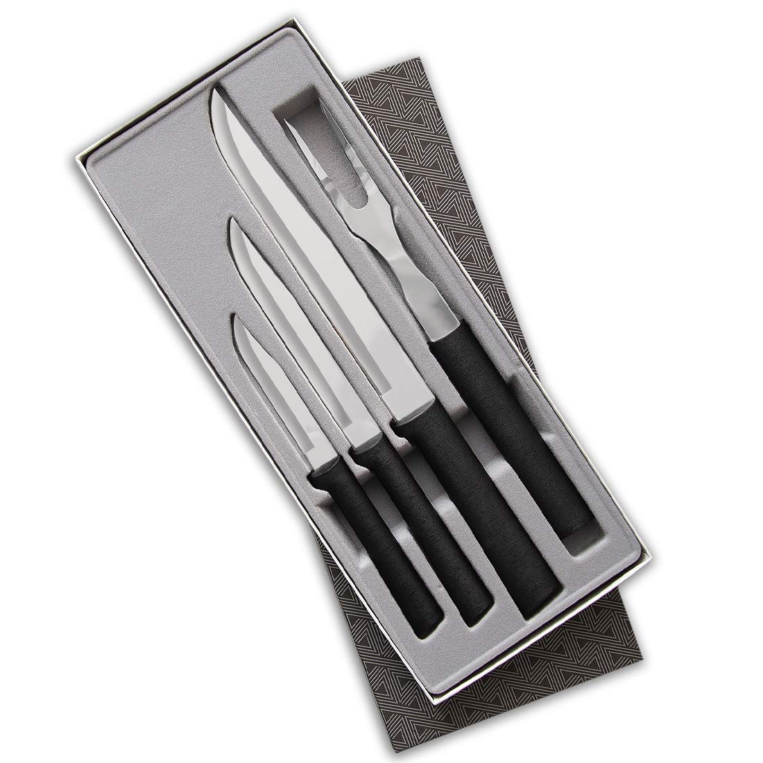 Rada Cutlery Prepare Then Carve Carving Knife Gift Set – Stainless Steel Blades With Black Stainless Steel Resin Handles