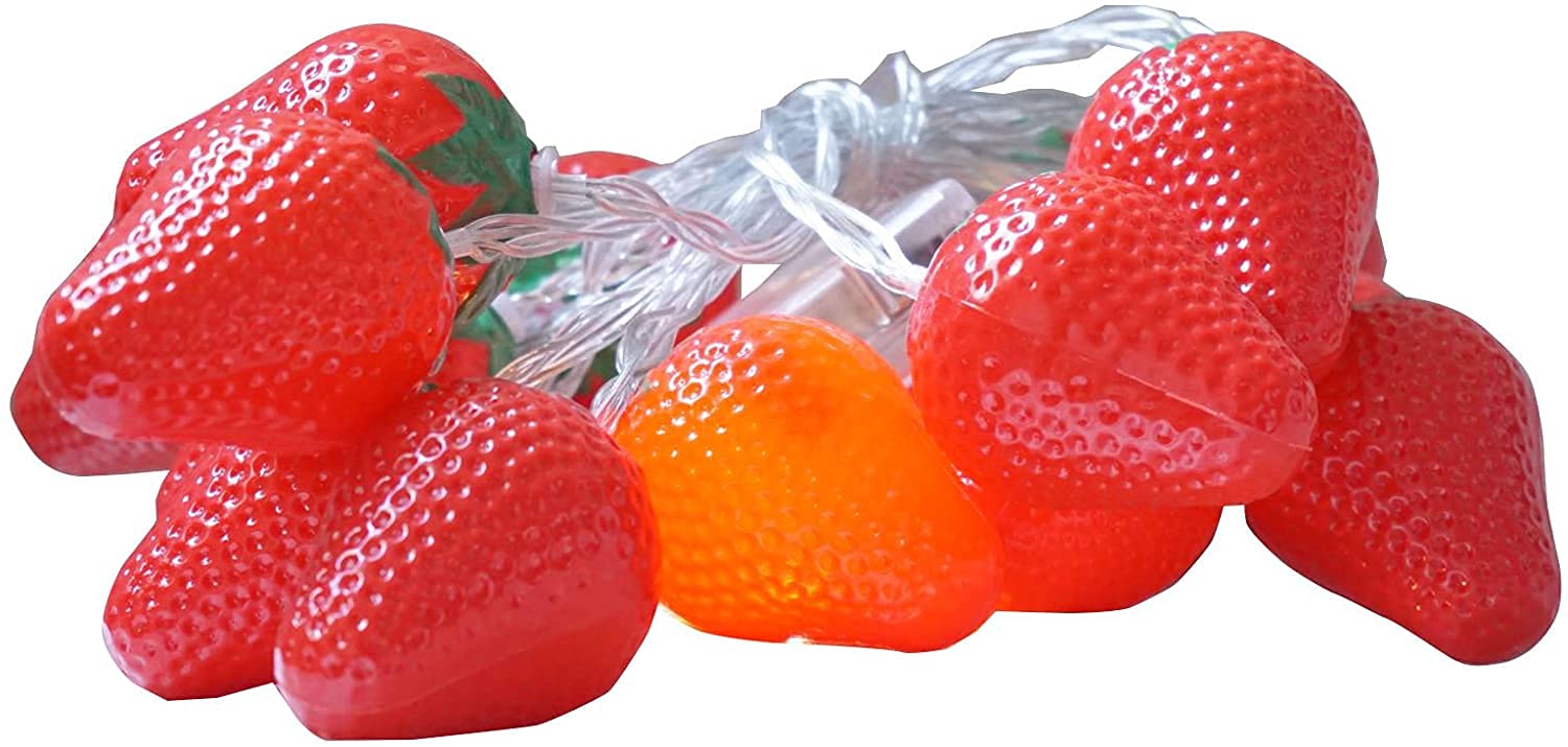 LEKIBOP 10LED Fruit Strawberry String Lights Battery Powered Indoor Outdoor Lighting Lamp for Wedding Home Birthday Garden Yard Patio Party Decorations
