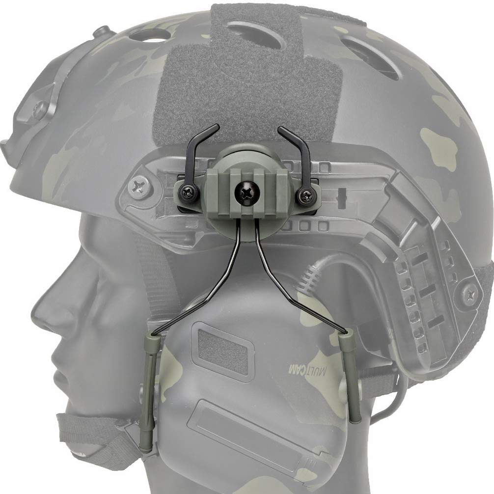 Arc Rail Adaptor Tactial Helmet Rail Suspension Headset Bracket Ear Muff (Green)