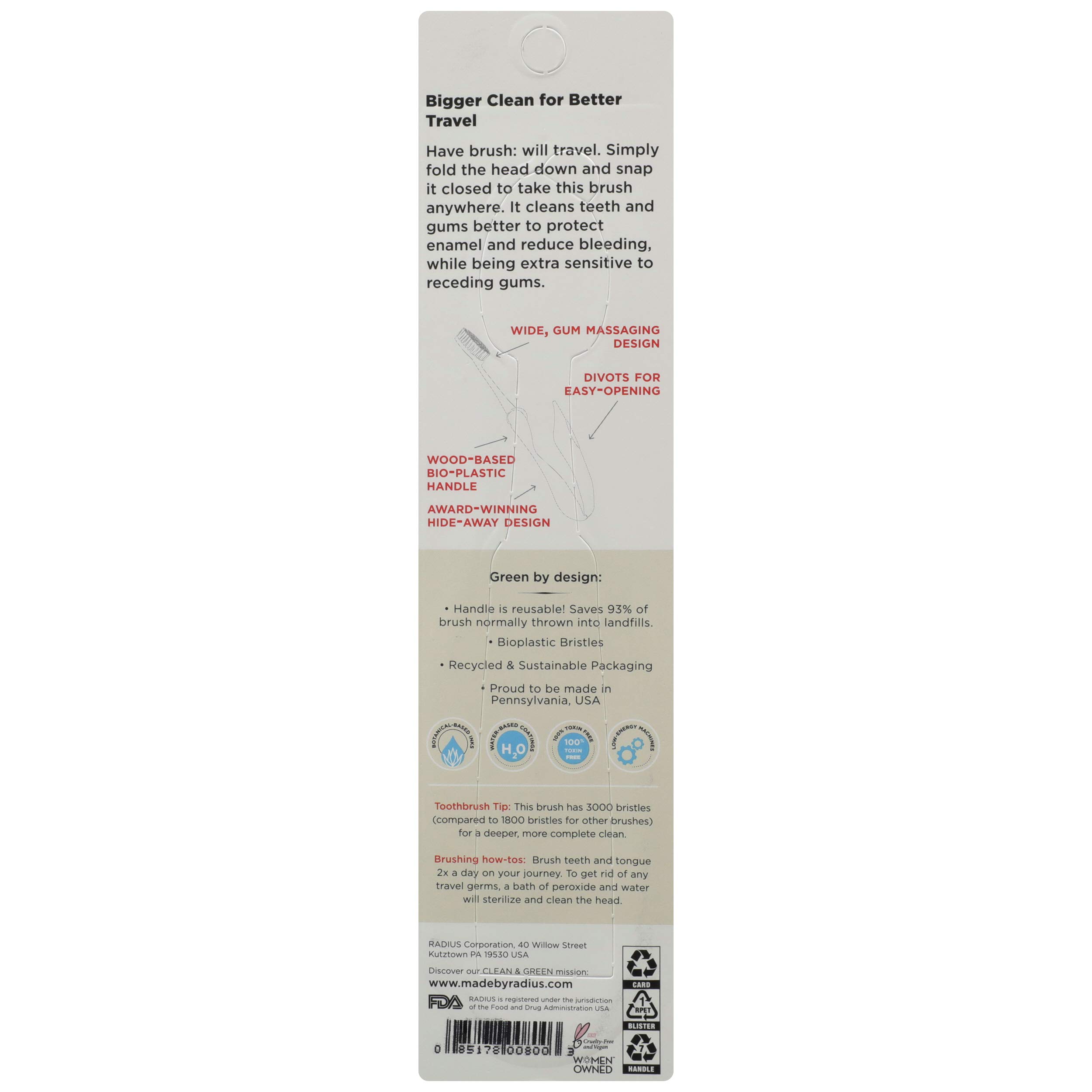 Radius, Toothbrush Tour Travel Soft, 1 Count