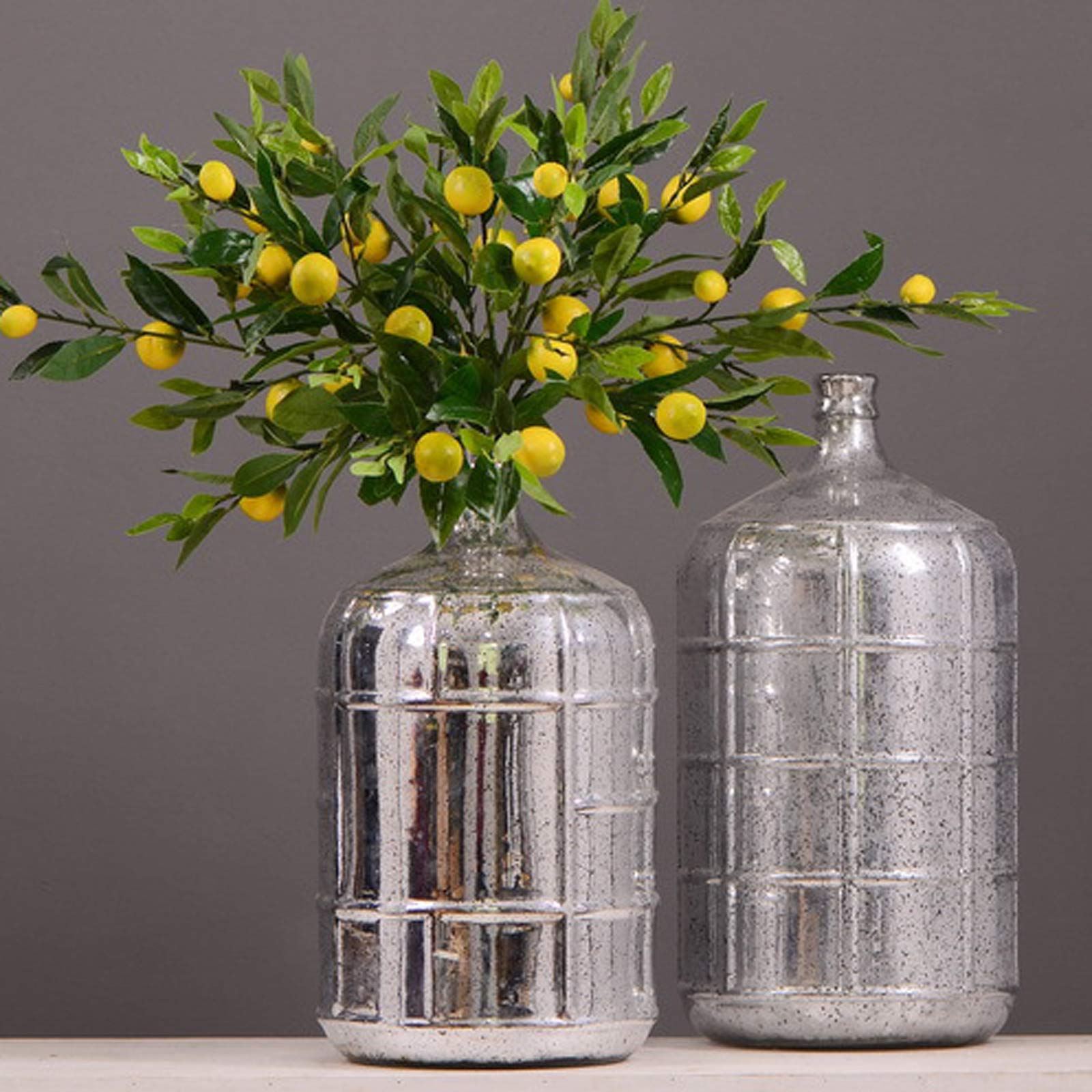 GWOKWAI 4Pcs Artificial Lemon Branch, Fake Lemon Tree Simulation Lemon Branches Artificial Greenery Leaves Branch with Artificial Fruit for Home Wedding Party Garden Decoration Flower Arrangement Art