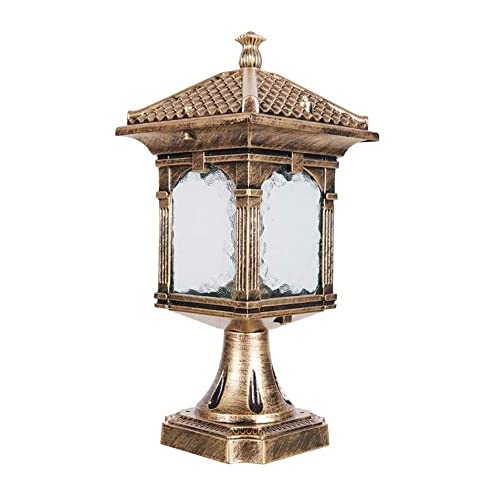 CZLZY Outdoor Post Light Fixtures Vintage Style Aluminum E27 Pillar Lamp Glass Shade Patio Fence Waterproof Column Light Villa Lawn Decor Landscape Light Pedestal Light