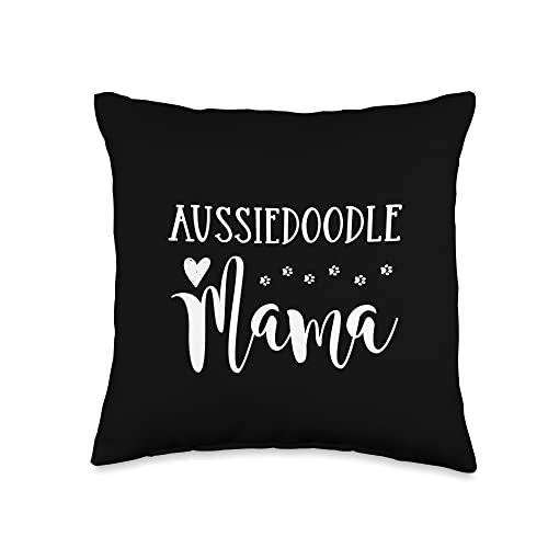 Cute Aussiedoodle Mom Gifts - Aussiedoodle Lovers Dog Mom-Cute Aussiedoodle Mama Throw Pillow, 16x16, Multicolor