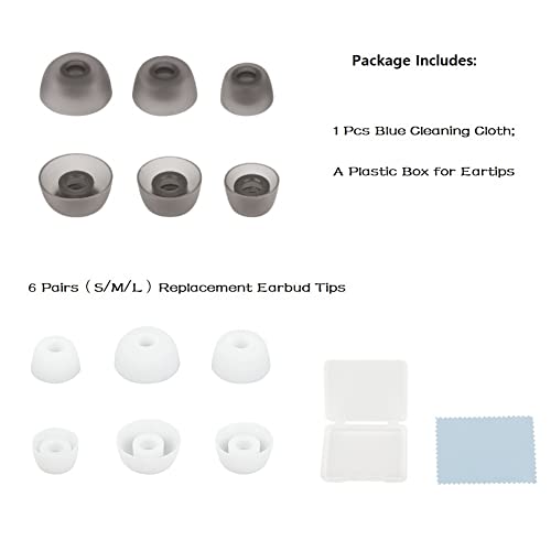 Earbud Replacement Tips Compatible with Jabra Elite 75t Headphone,6 Pairs Earbud Silicone Tips Compatible with Soundcore Liberty、Truengine Se、Echo Buds Ect.