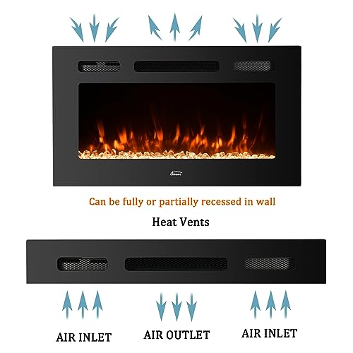 Clihome 50in Electric Fireplace Fire Places Electric Fireplace Inserts Electric Fireplace Heater Fireplace Decor Fireplace Heater with Timer, Remote Control, Adjustable Flame Color 750/1500W