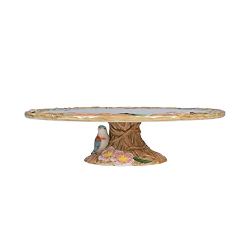 Fitz and Floyd Toulouse Footed Cakeplate Serve Platter, 11.25 Inch, Blue