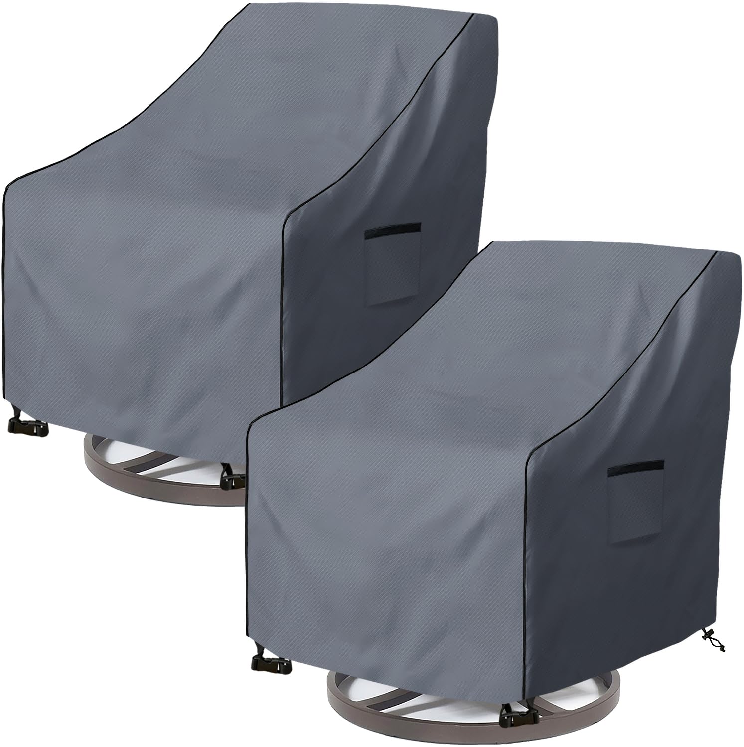 Dalema Outdoor Swivel Lounge Chair Cover 2 Pack,Heavy Duty 100% Waterproof Patio Swivel Chair Covers,Weatherproof Furniture Protective Cover for Lawn/Garden Swivel Chair(37.5" Lx39.25 Wx38.5 H,Grey)